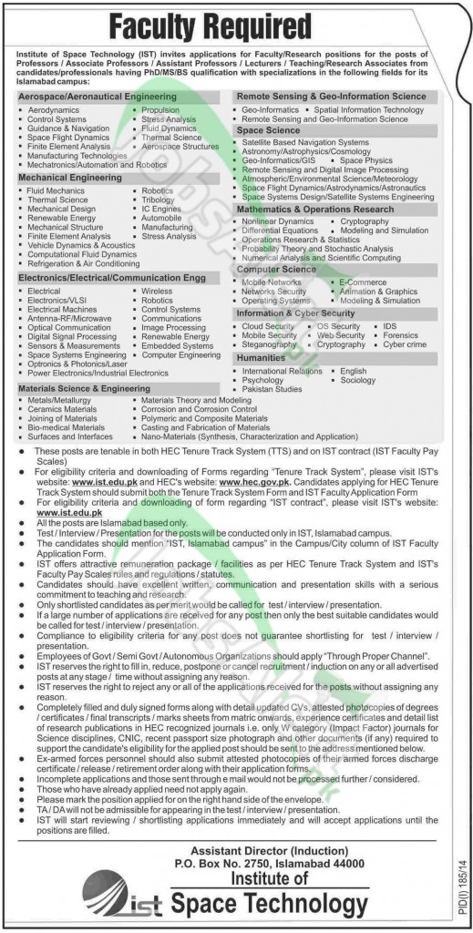 Institute of Space Technology (IST) Jobs 2014 Download Application Form ...