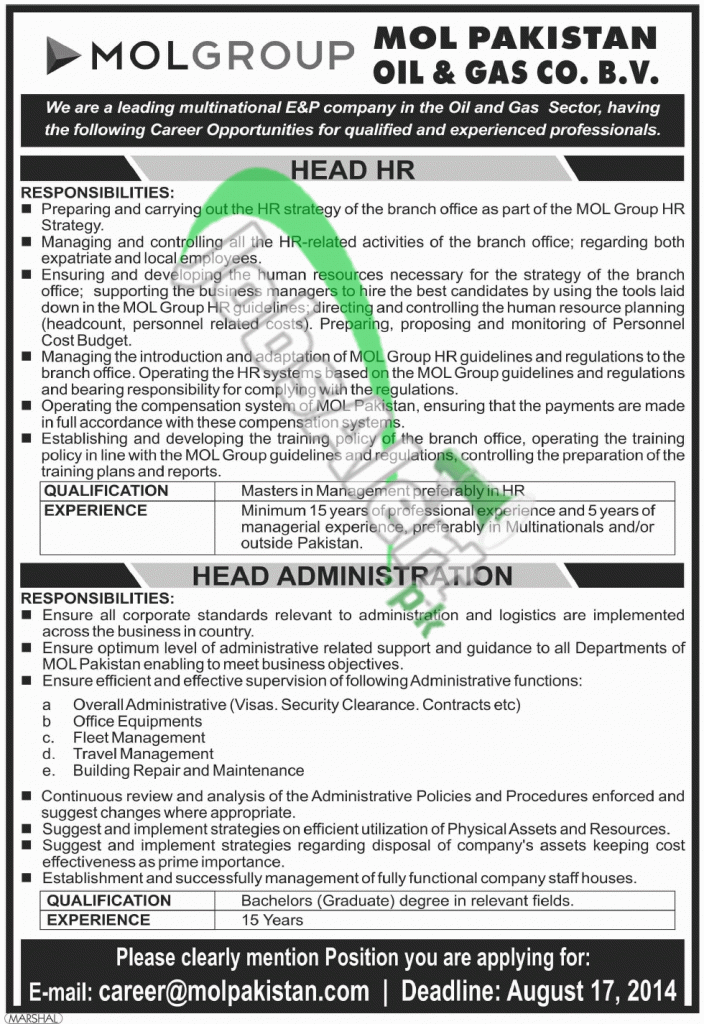 MOL Pakistan Oil & Gas Company Jobs 2014 | Jobs in Pakistan