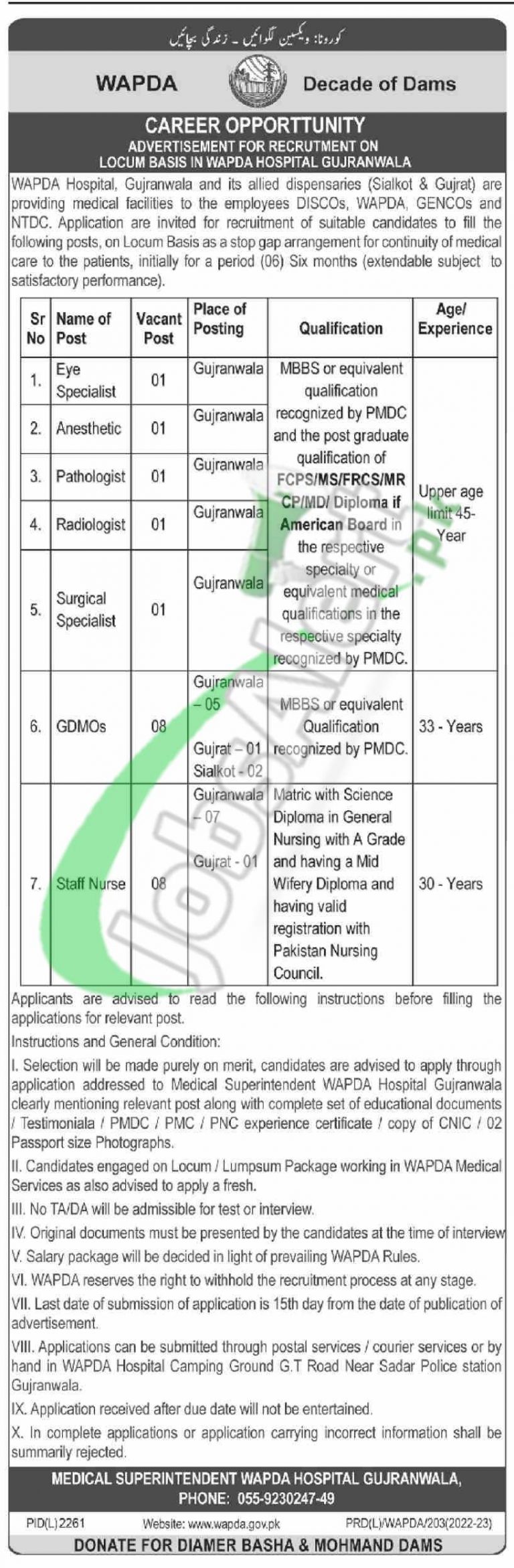 Wapda Jobs 2024 Advertisement Apply Online www.wapda.gov.pk February