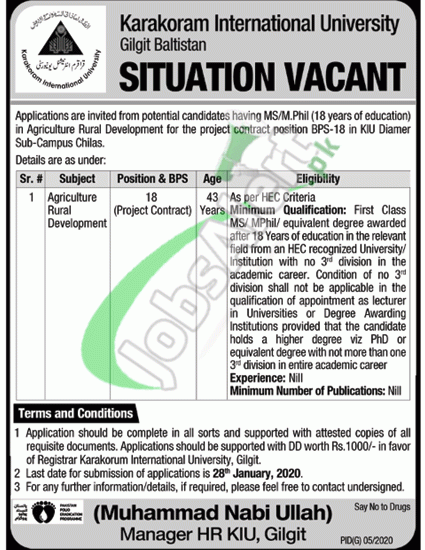 Karakoram International University Gilgit Jobs 2020 Online Application ...