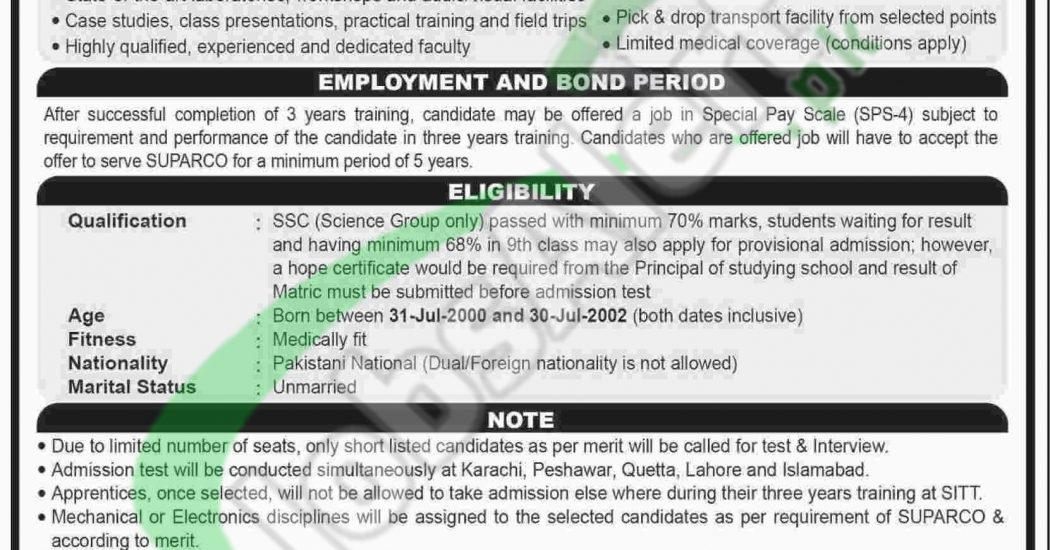 Suparco Apprenticeship 2018 Application Form Download Test Papers ...