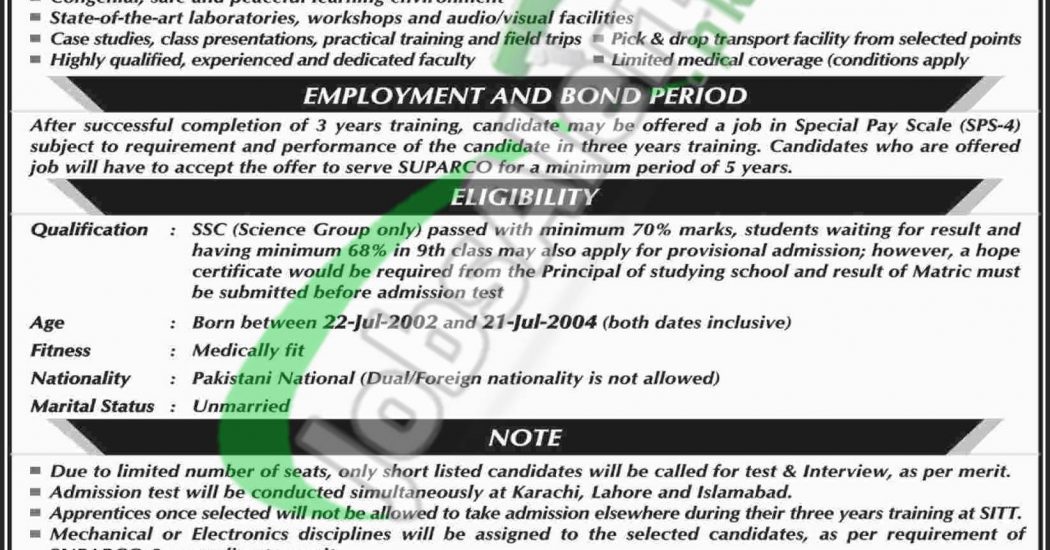 Suparco Apprenticeship 2019 Application Form Download Test Papers