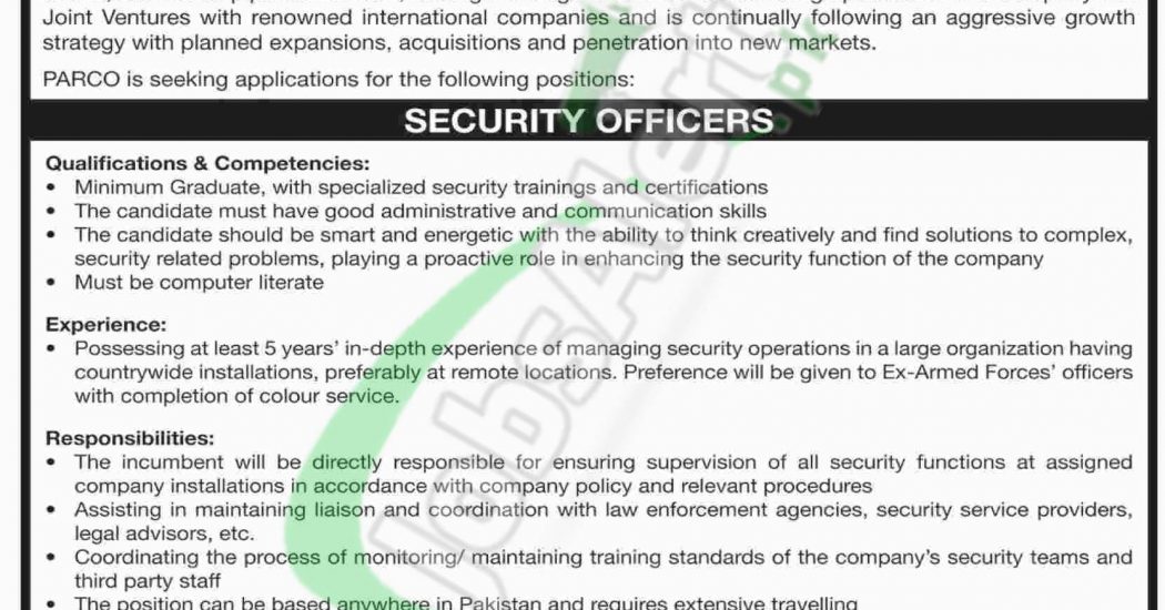 PARCO Pakistan Jobs 2018 Apply Online Last Date Advertisement | Jobs in ...