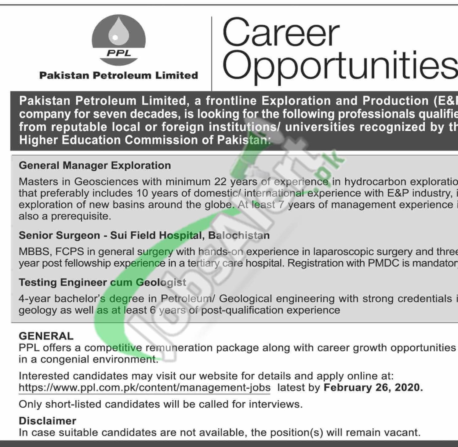 www.ppl.com.pk Jobs 2020 Apply Online Pakistan Petroleum Limited | Jobs ...