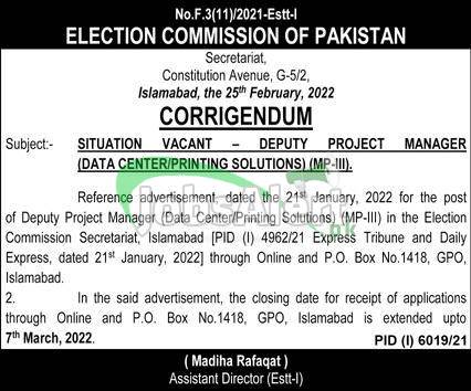 ECP Election Commission of Pakistan Jobs 2022 Application Form Download
