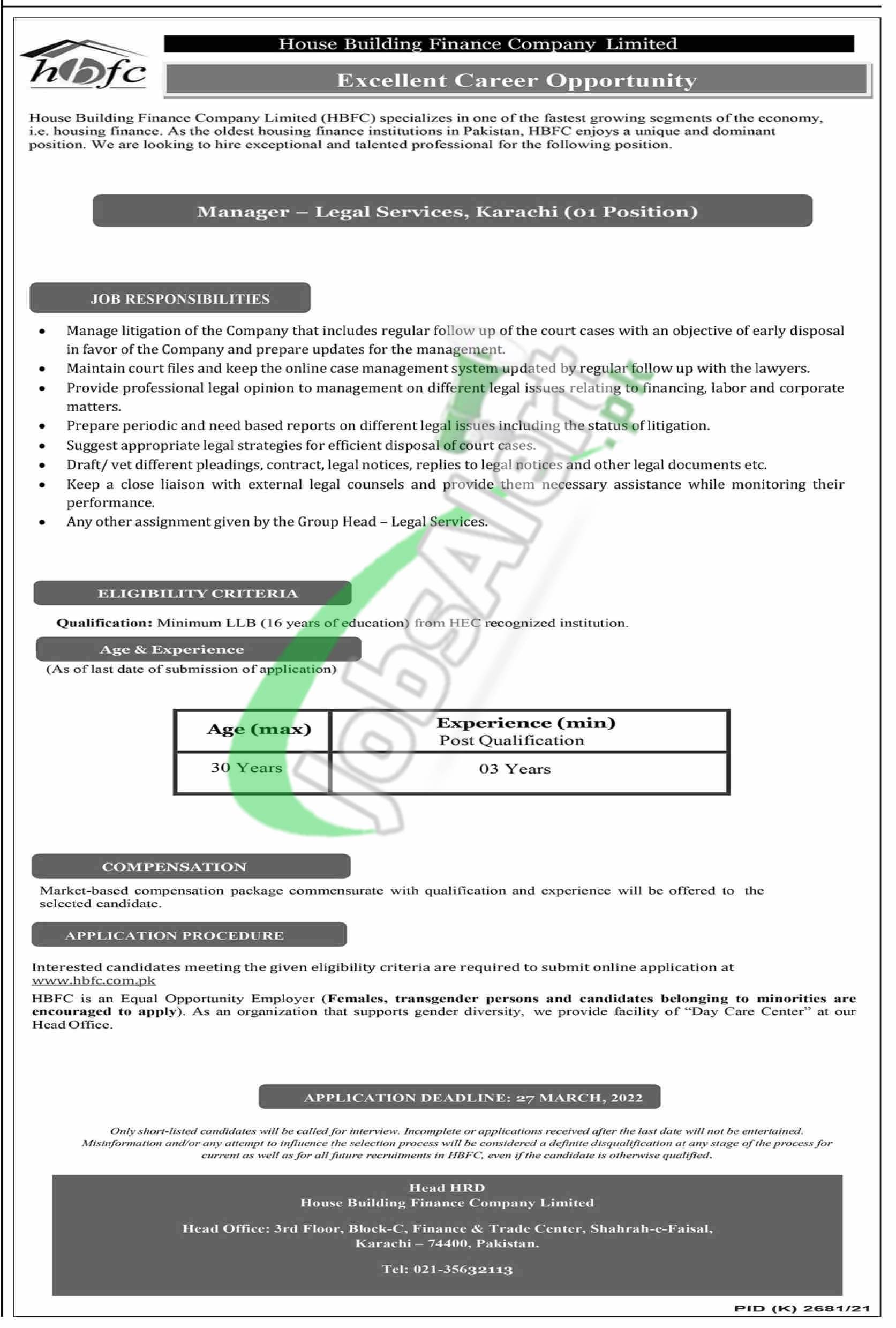 www.hbfc.com.pk Jobs Online Apply 2022 HBFC Pakistan Last Date