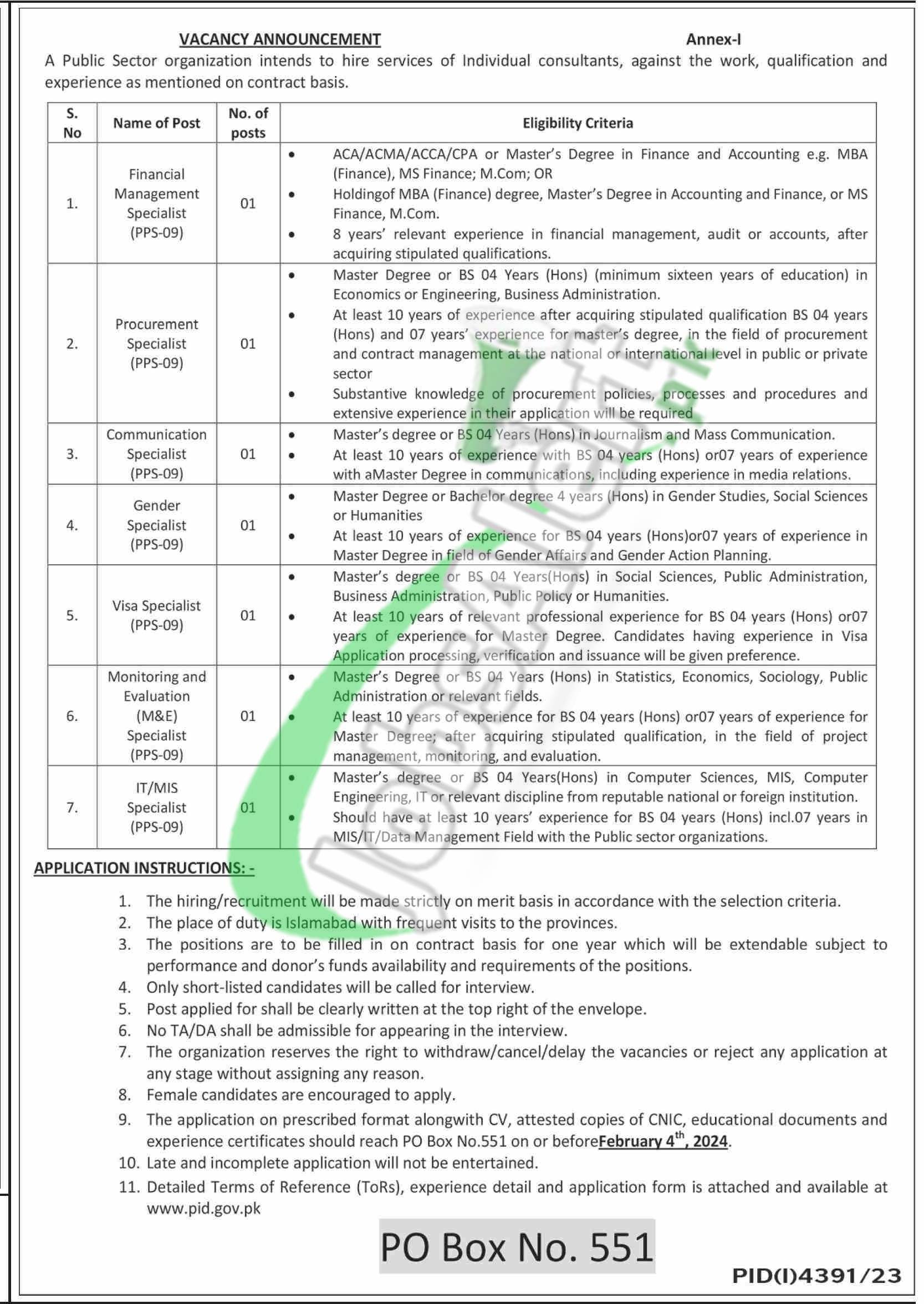 PID Jobs 2024 Press Information Department | www.pid.gov.pk