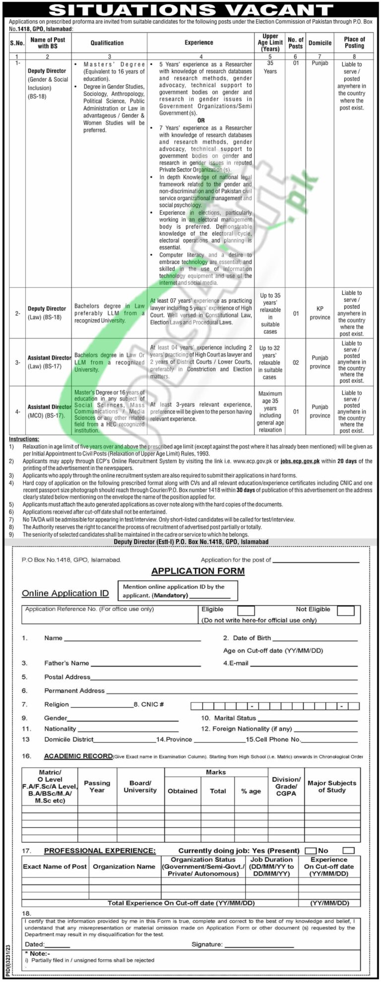Election Commission Jobs 2023 Online Apply | jobs.ecp.gov.pk