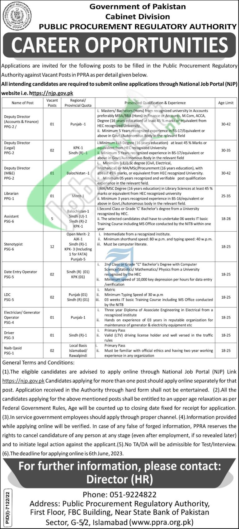 PPRA Jobs 2023 Application Form Download Public Procurement Regulatory ...