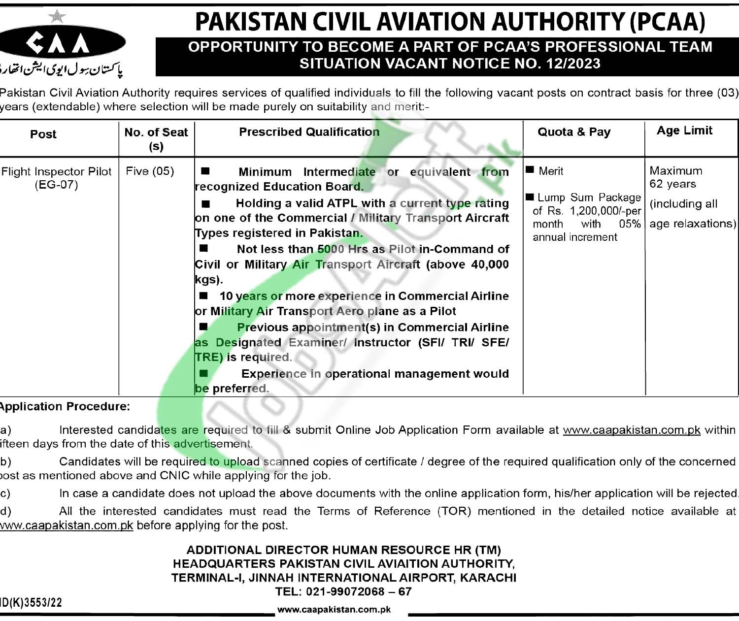 CAA Jobs 2023 Application Form Pakistan Civil Aviation Authority Latest