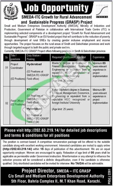 Small and Medium Enterprises Development Authority SMEDA Jobs 2024 Latest