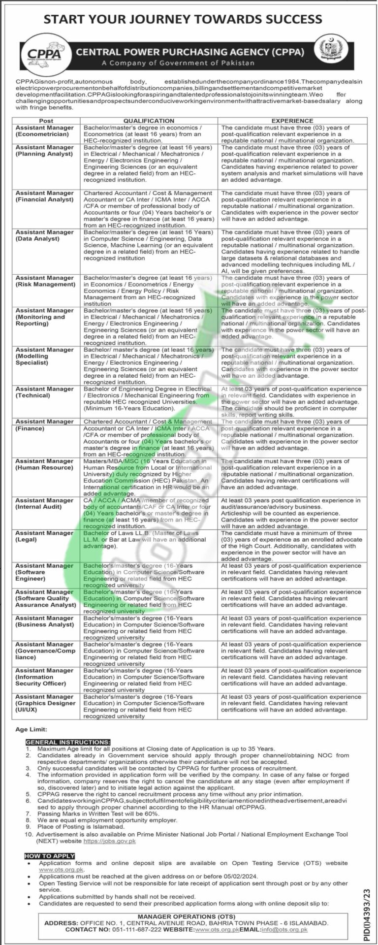 CPPA Jobs 2024 Central Power Purchasing Agency OTS Application Form ...