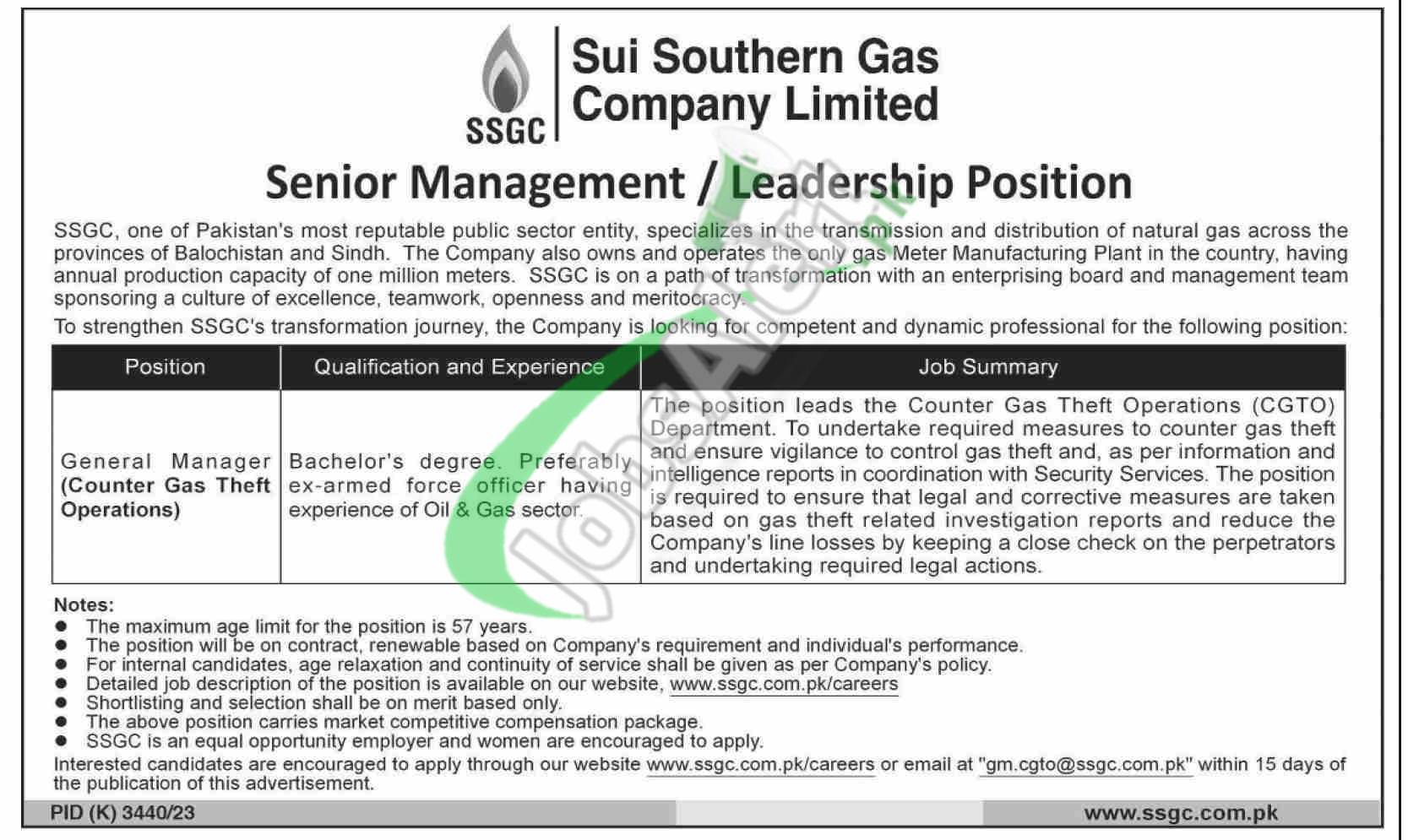 Sui Southern Gas Company SSGC Jobs 2024 in Pakistan Apply Online Last ...