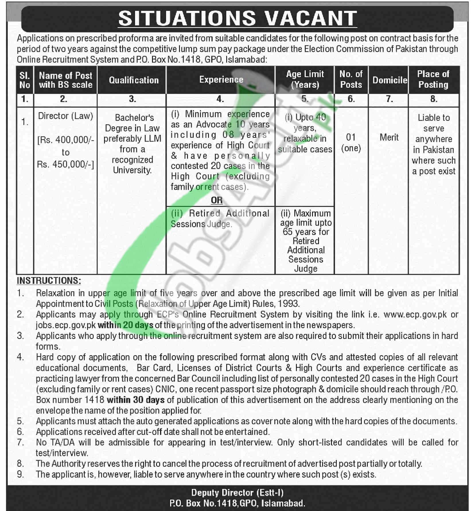 ECP - Election Commission Jobs 2024 Application Form | ecp.gov.pk