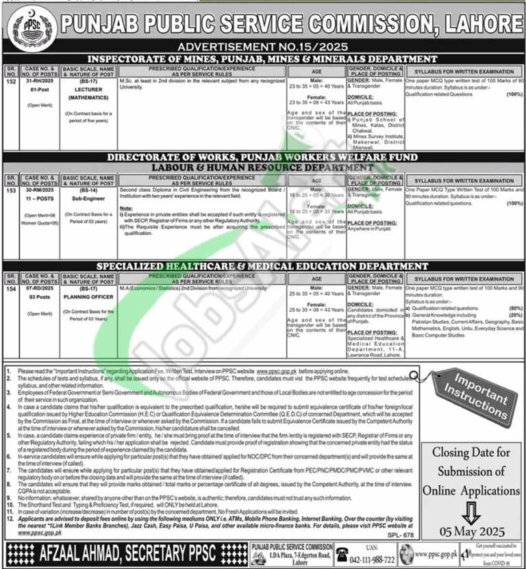 Latest PPSC Jobs | PPSC Upcoming Jobs | 2025