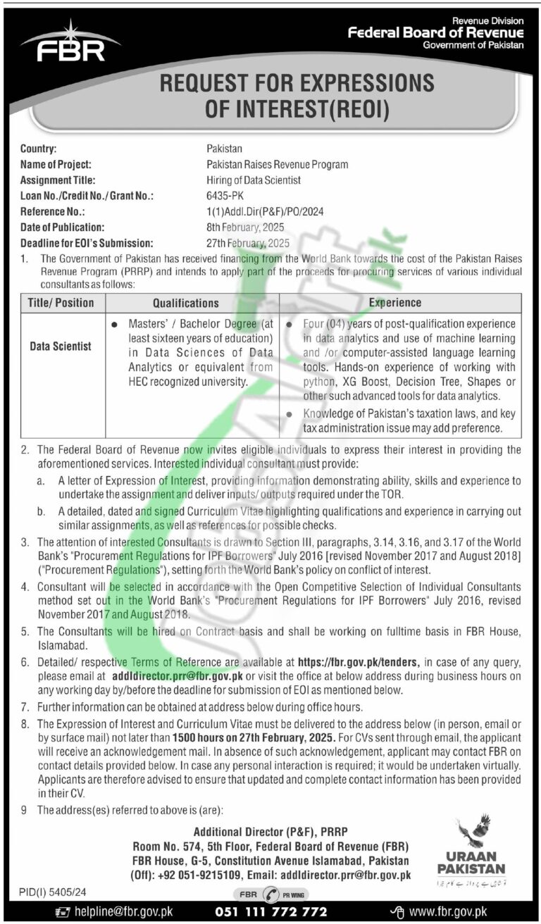 Join FBR Careers Online Apply 2025 Last Date
